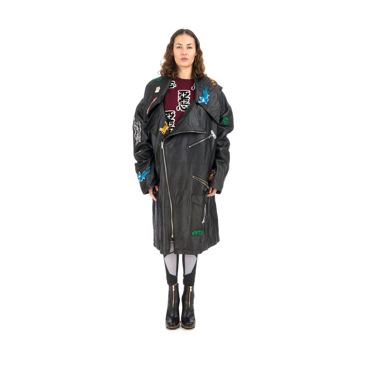 Ground Zero | Patches Leather Jacket Black | Concrete