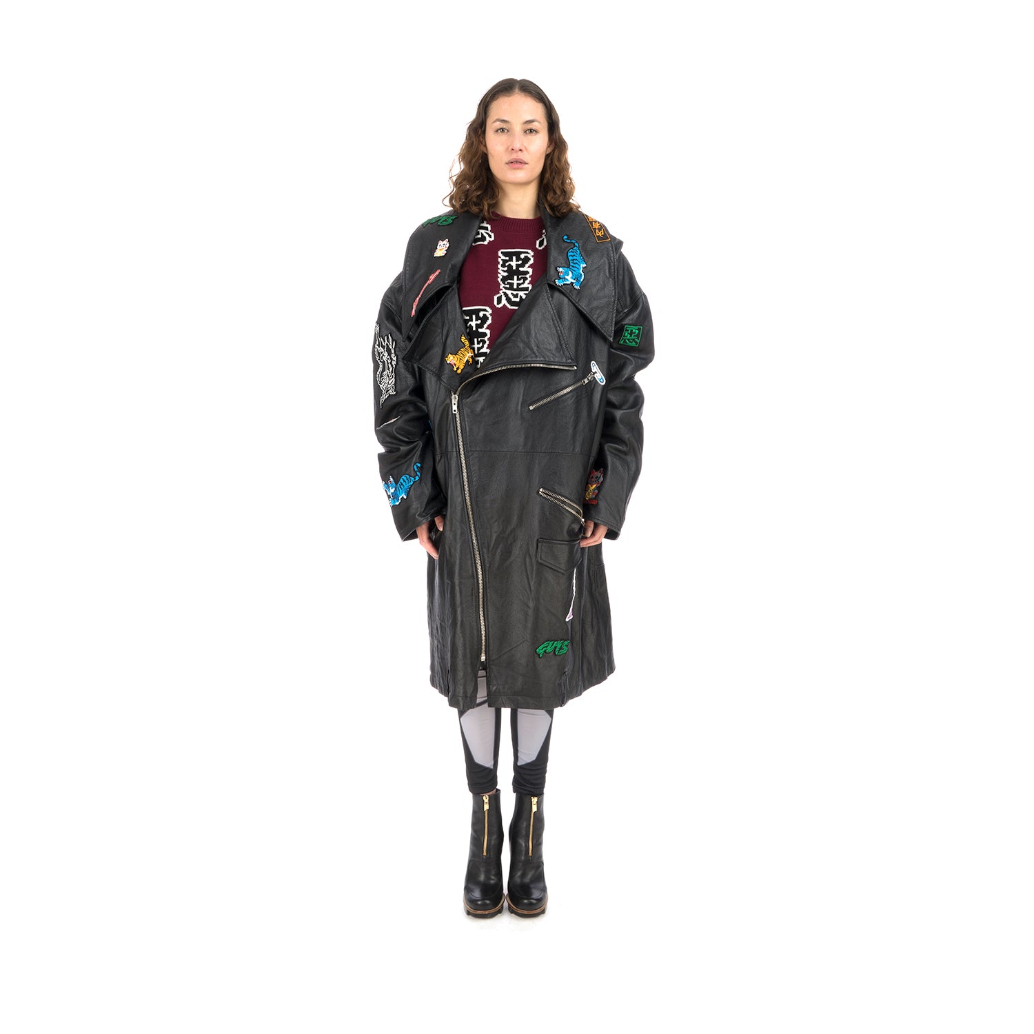 Ground Zero | Patches Leather Jacket Black | Concrete